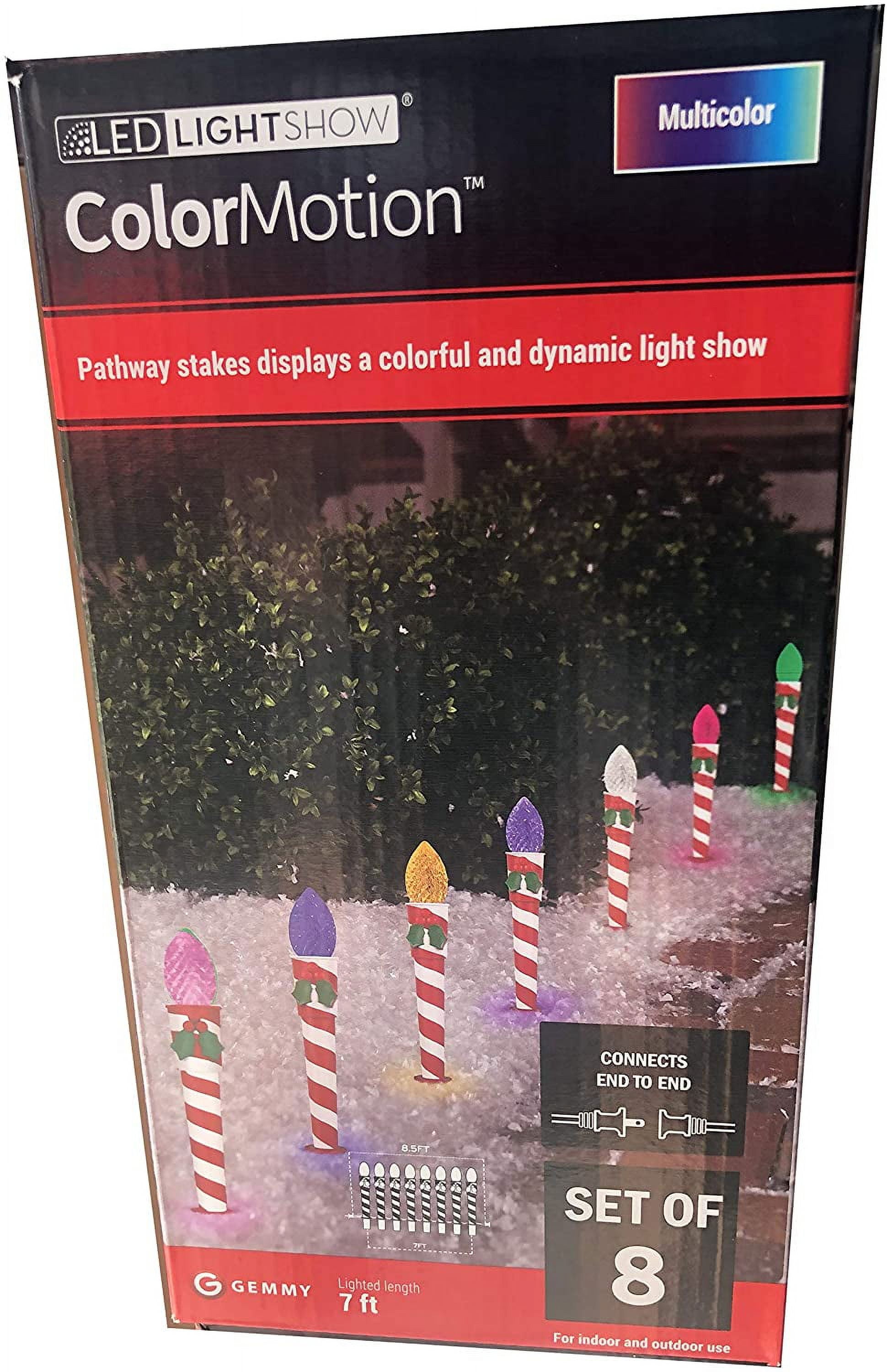 Gemmy ColorMotion Multicolor Pathway Stakes Set of 8 7ft total Indoor ...