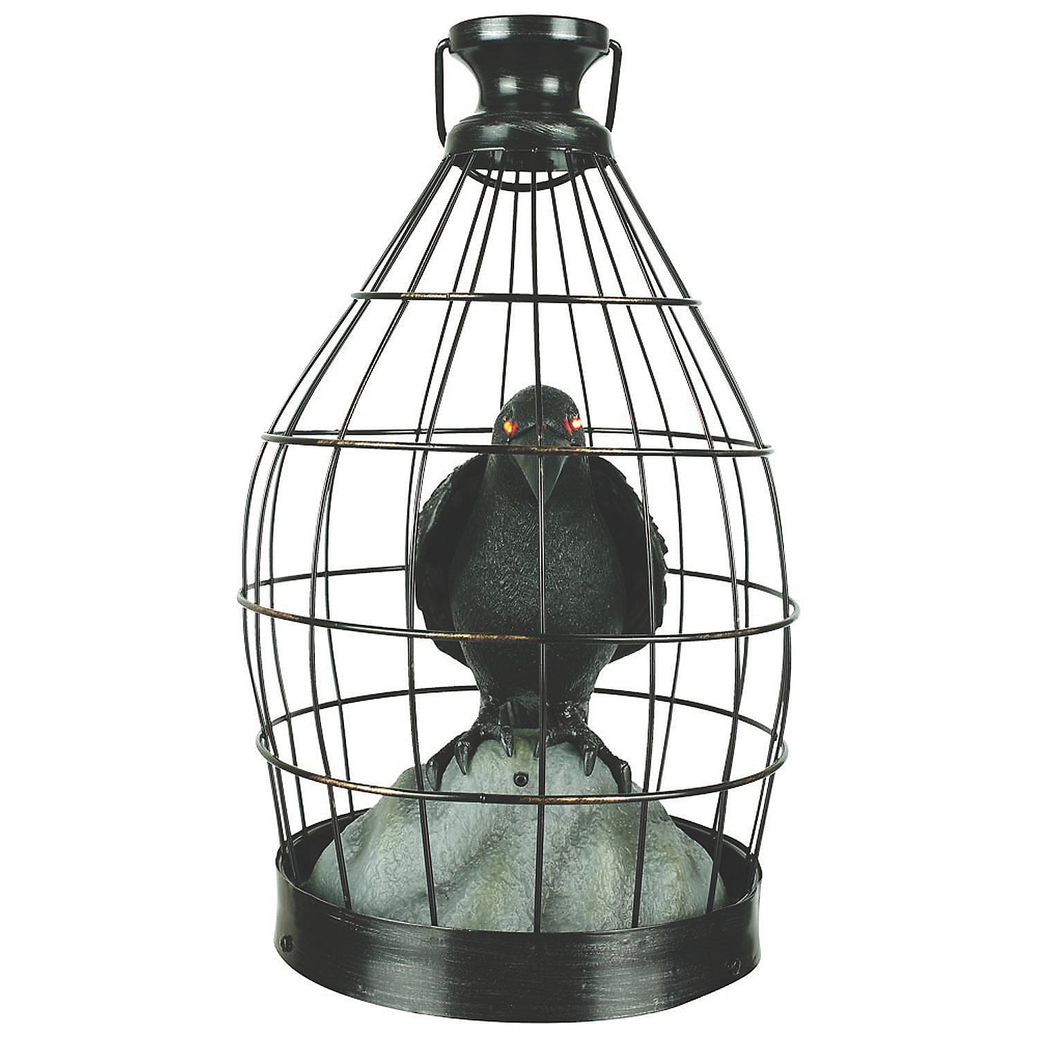Gemmy Crow in Cage Light-Up Animated Halloween Decoration - 15 in ...