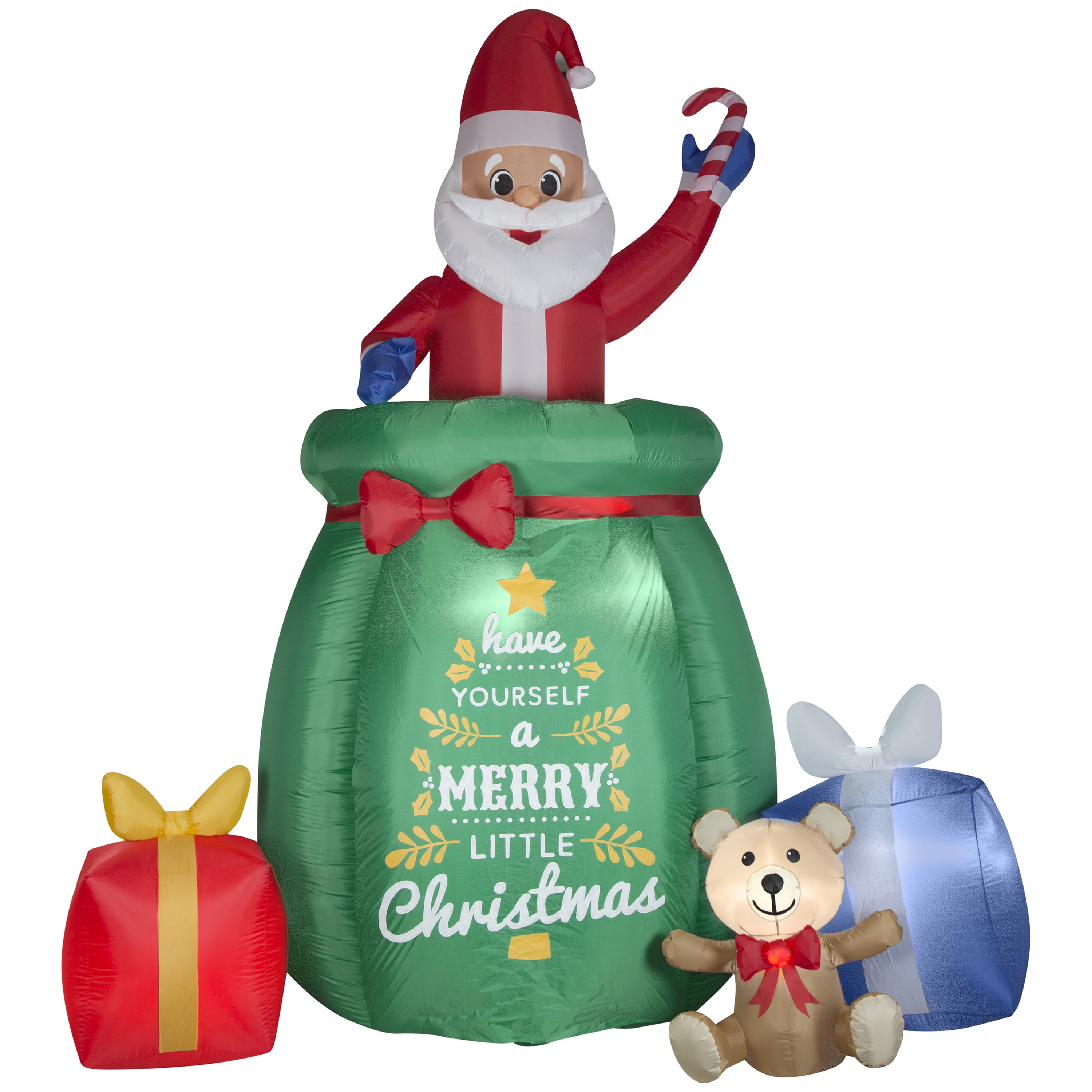 Gemmy Giant Animated Christmas Airblown Inflatable Santa in a Gift Sack ...