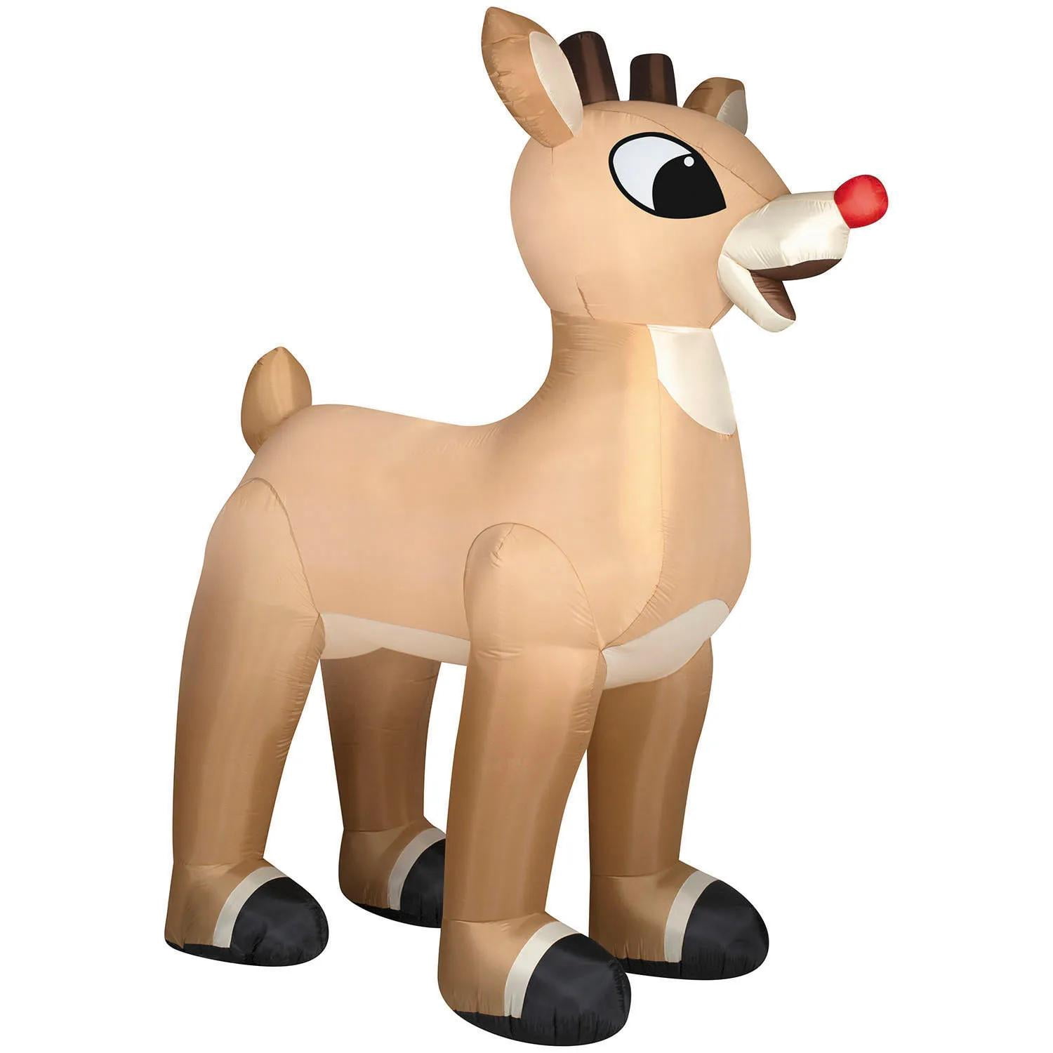 Gemmy Airblown Christmas Inflatable Rudolph, 10 ft Tall, Blinking Red ...