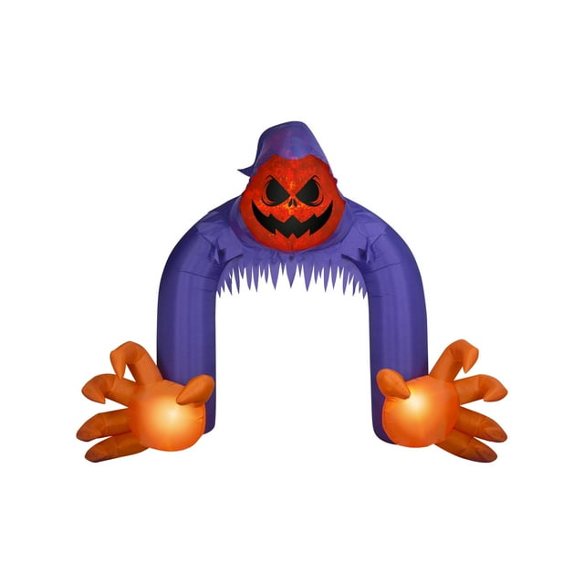 Gemmy Halloween Inflatable Jack O' Lantern Reaper Archway with Swirling ...