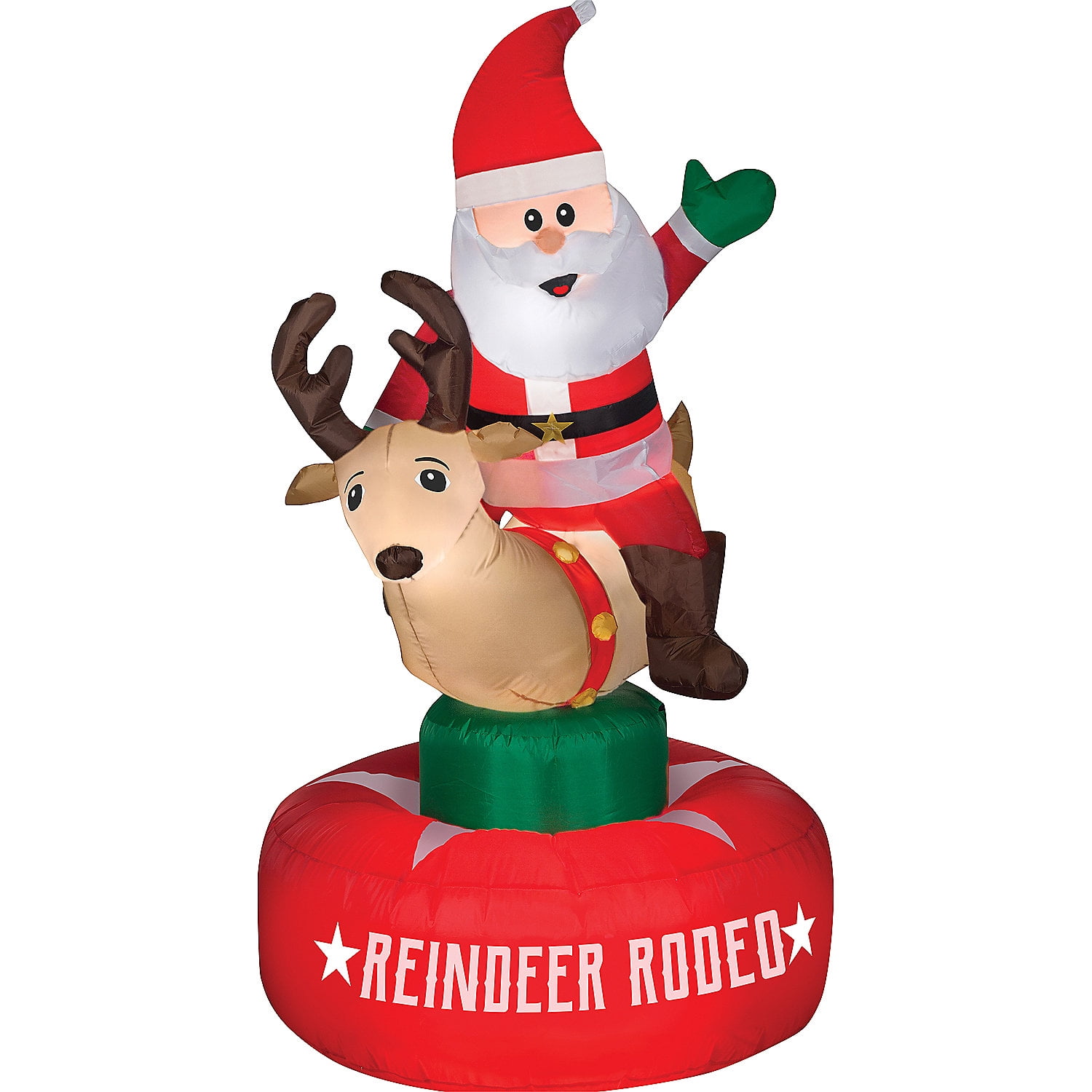Gemmy Inflatable Animated Santa On Reindeer LED Lighted Yard Decoration ...