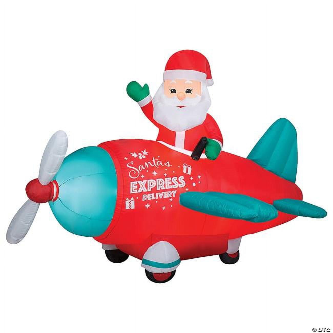 Gemmy 61 in. Airblown Animated Santa in Vintage Airplane Inflatable ...