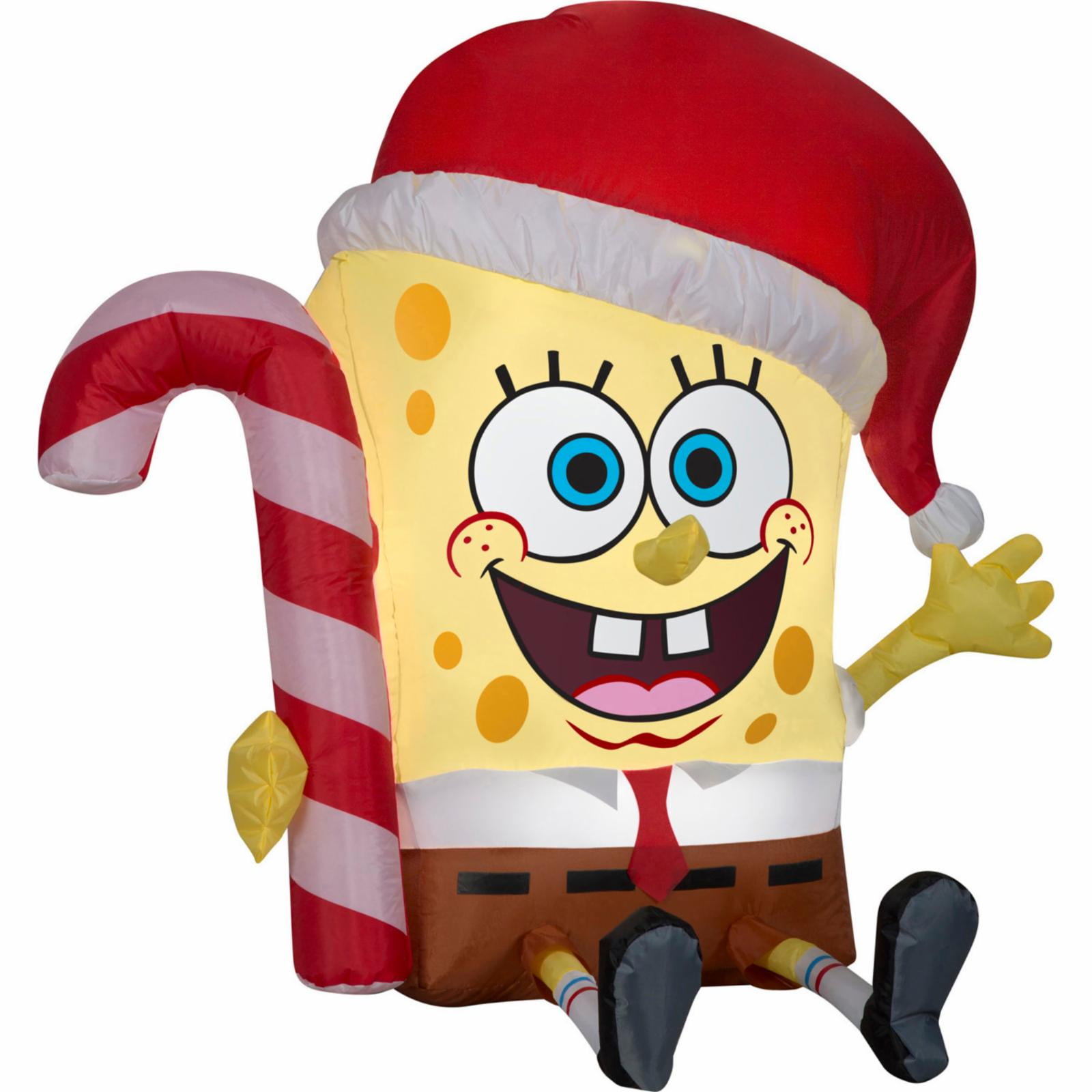 Gemmy SpongeBob with Candy Cane Outdoor Holiday Inflatable - Walmart.com