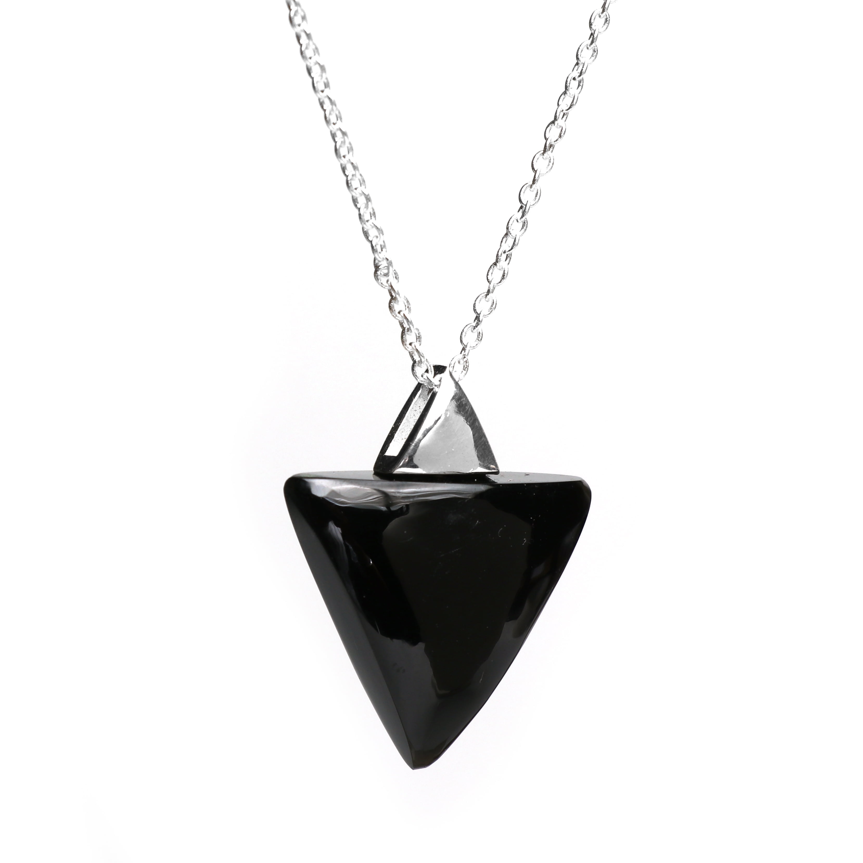Gempire Black Obsidian Triangle Necklace for Women with 18 inch ...