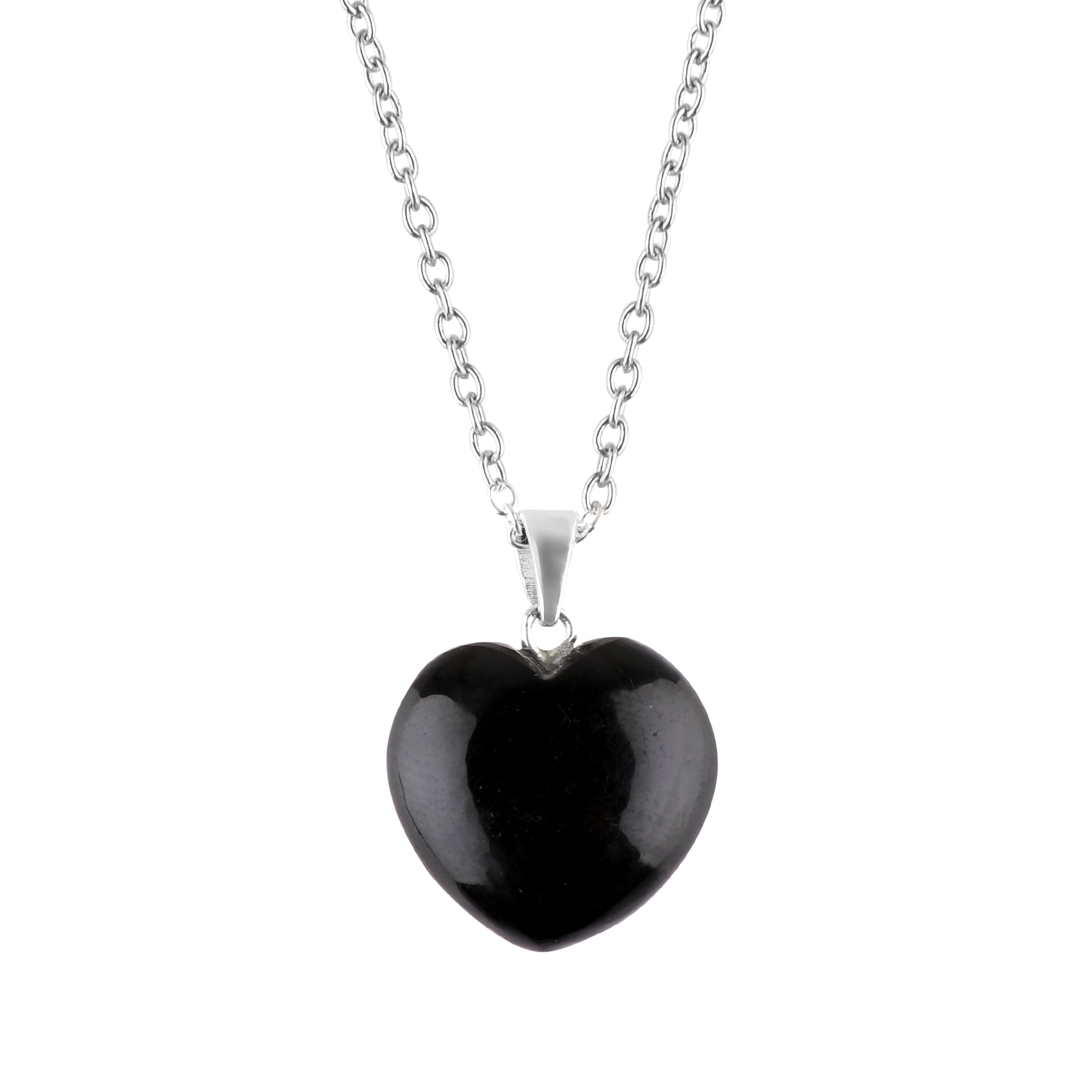 Gempires Black Obsidian Heart Pendant Necklace, Handmade Jewelry, 20 in ...