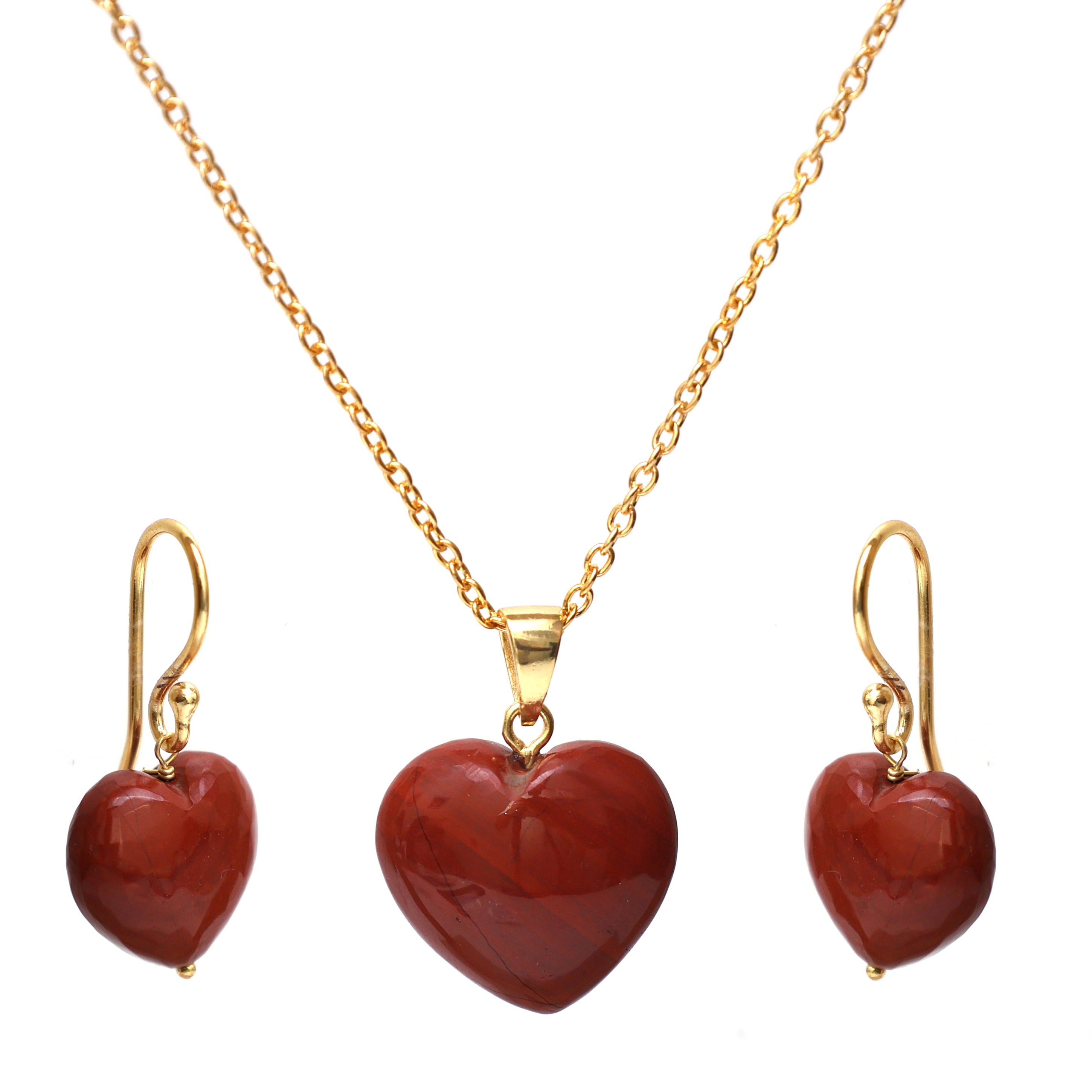 Gempires Heart Jewelry Set of Necklace and Earrings for Teens, Red ...