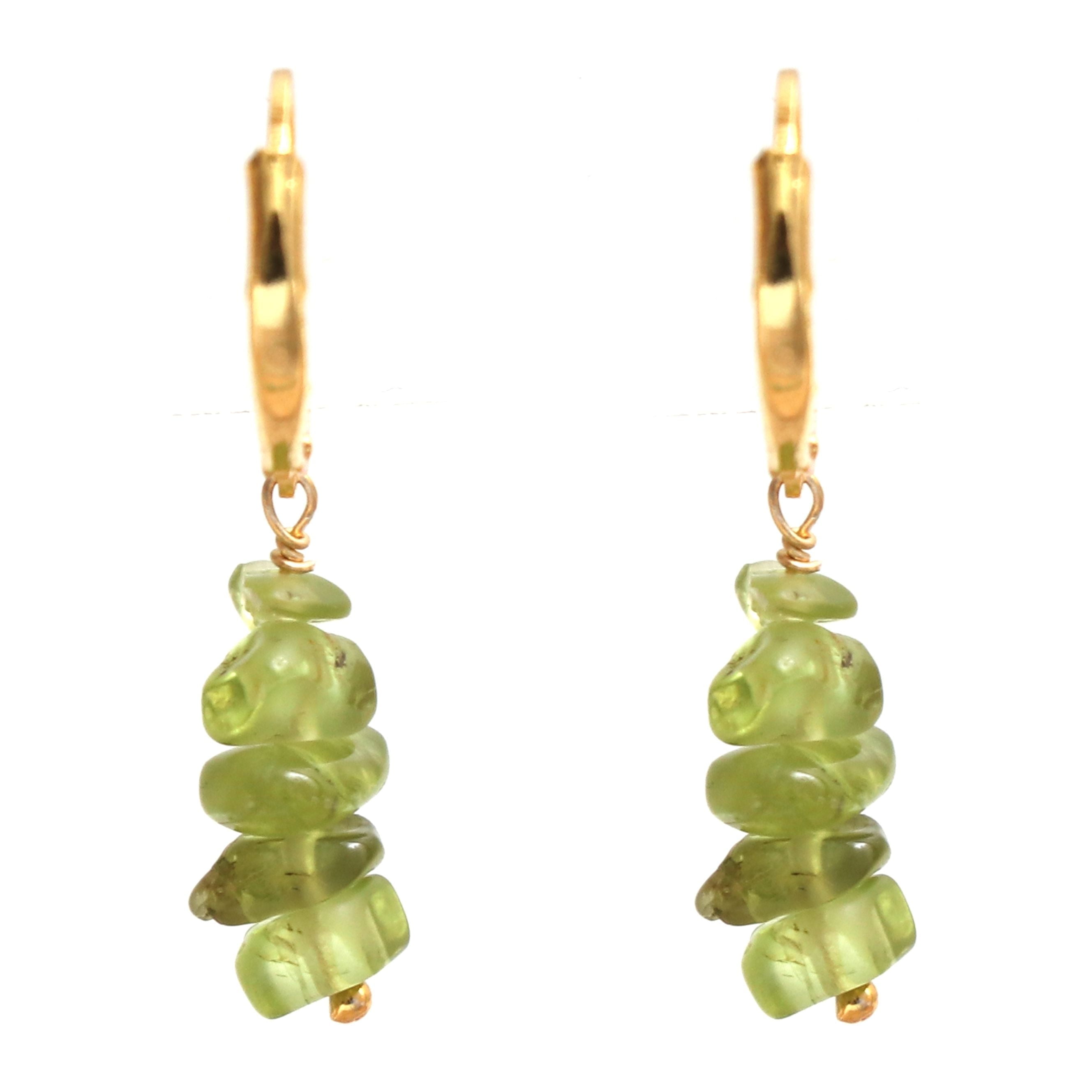 Gempires Peridot Chips Leverback Hoop Earring for Women, August ...