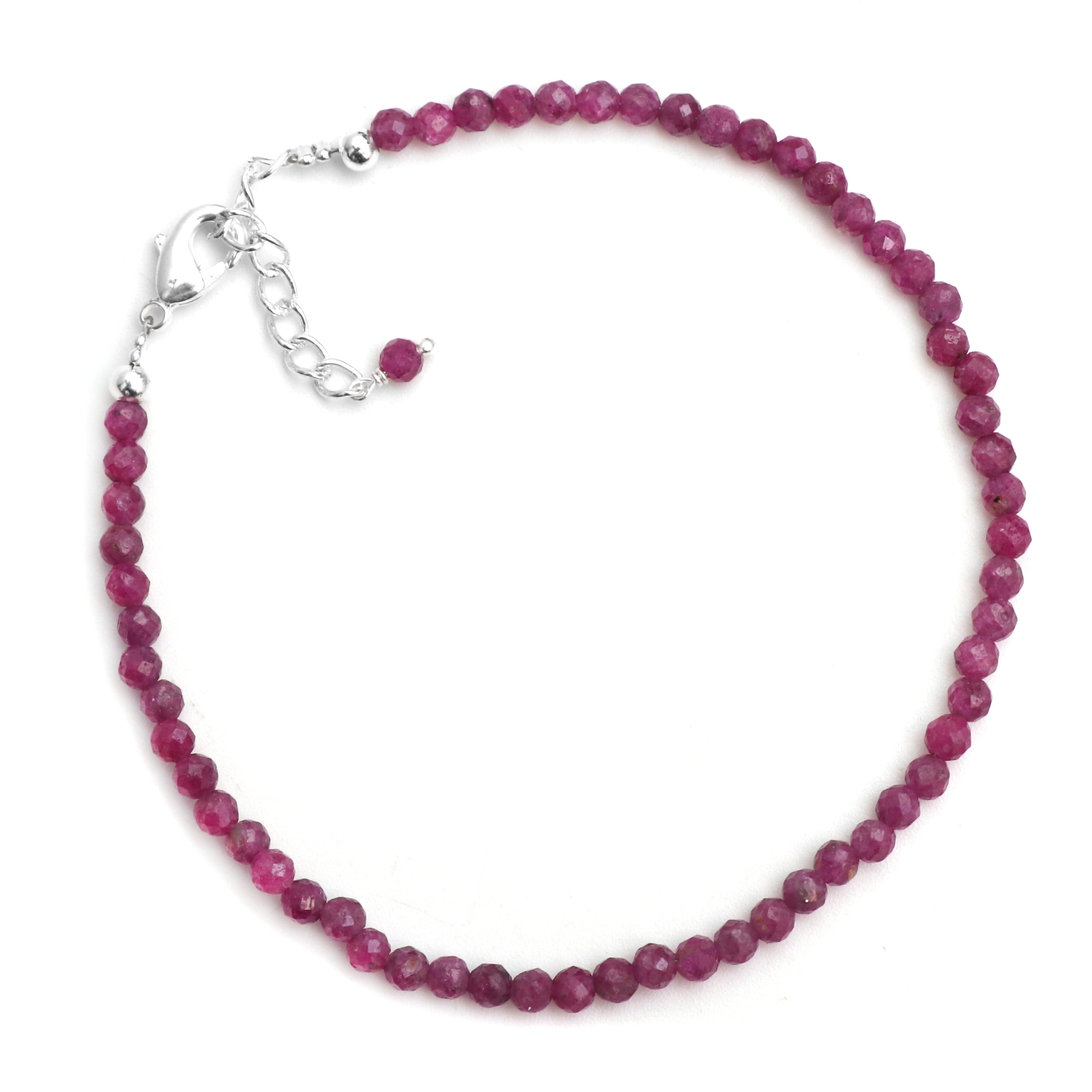 Gempires Ruby Beaded Bracelet for Women, 3 mm Beads, 8 inch Adjustable ...
