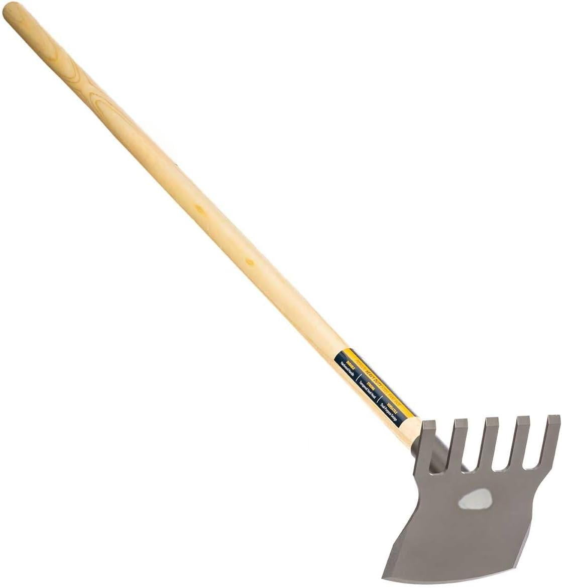 Gemplers Steel Rake Hoe with Wood Handle, 5 Wide Tines, Multi-Purpose ...