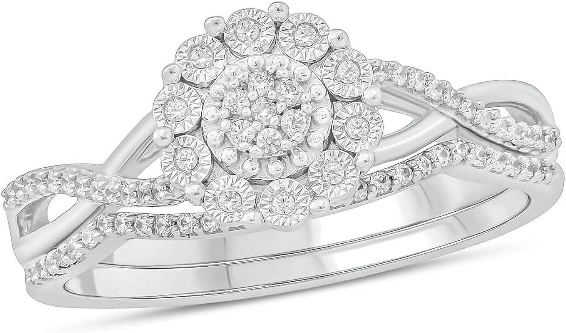 Gems Jewels 1.30 Ct Round Cut White Diamond Cluster Wedding Engagement ...