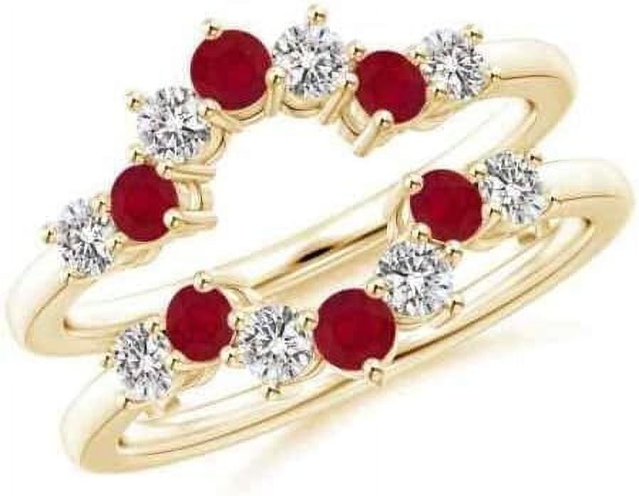 Gems Jewels 1.80 Ct Round Cut Red Ruby & Diamond Engagement ...