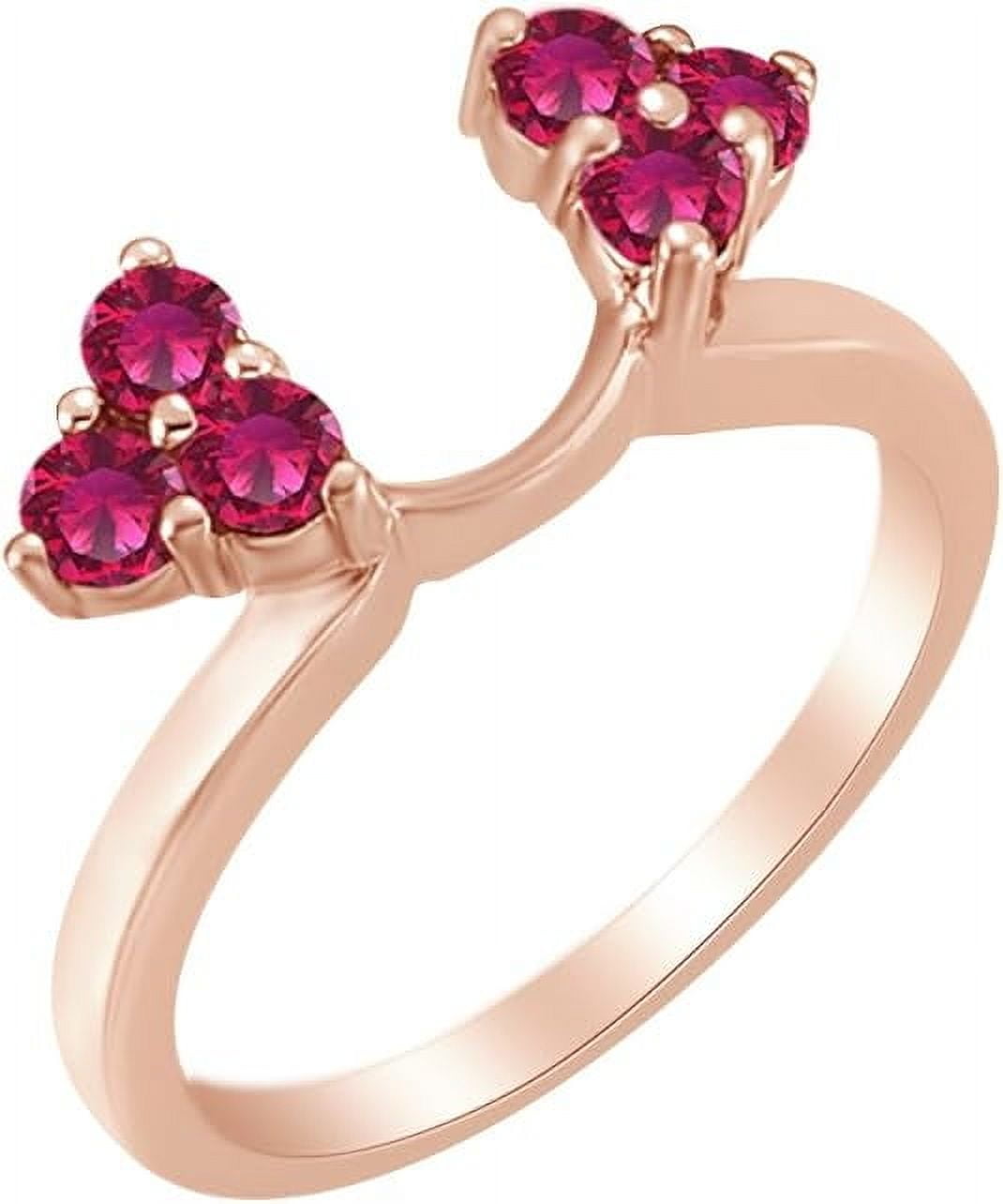 Gems Jewels 14K Rose Gold Plated 1.00 Ct Round Cut Pink Ruby Enhancer ...