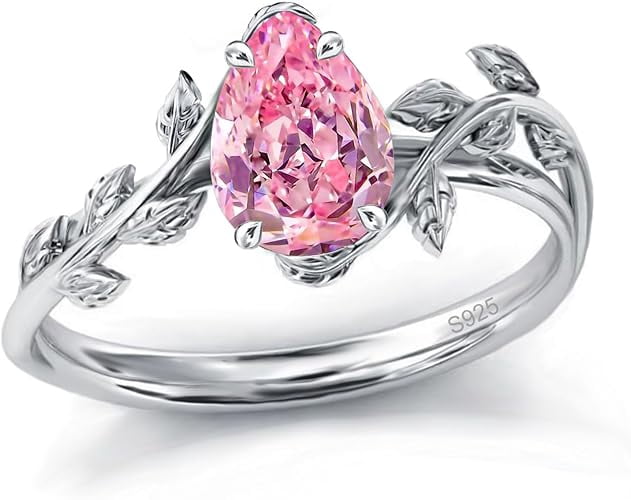 Gems&Jewels 2.00 Ct Pear Cut Pink Tourmaline Diamond Womens Band Ring ...