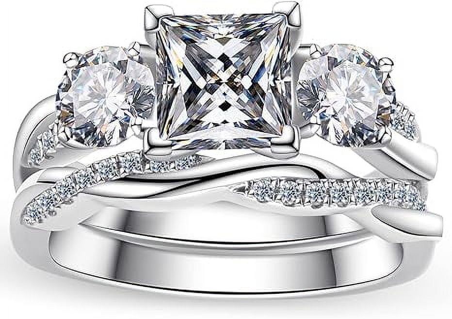 Gems Jewels Women's 2.72 Ct Princess Cut White Diamond Wedding Engagement Thanksgiving Christmas ...