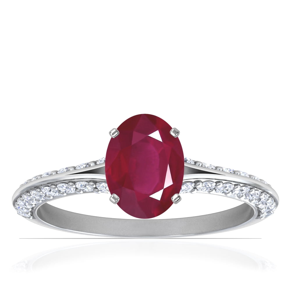 GemsNY July Birthstone - Dainty Oval Ruby Ring With Splity Shank For ...