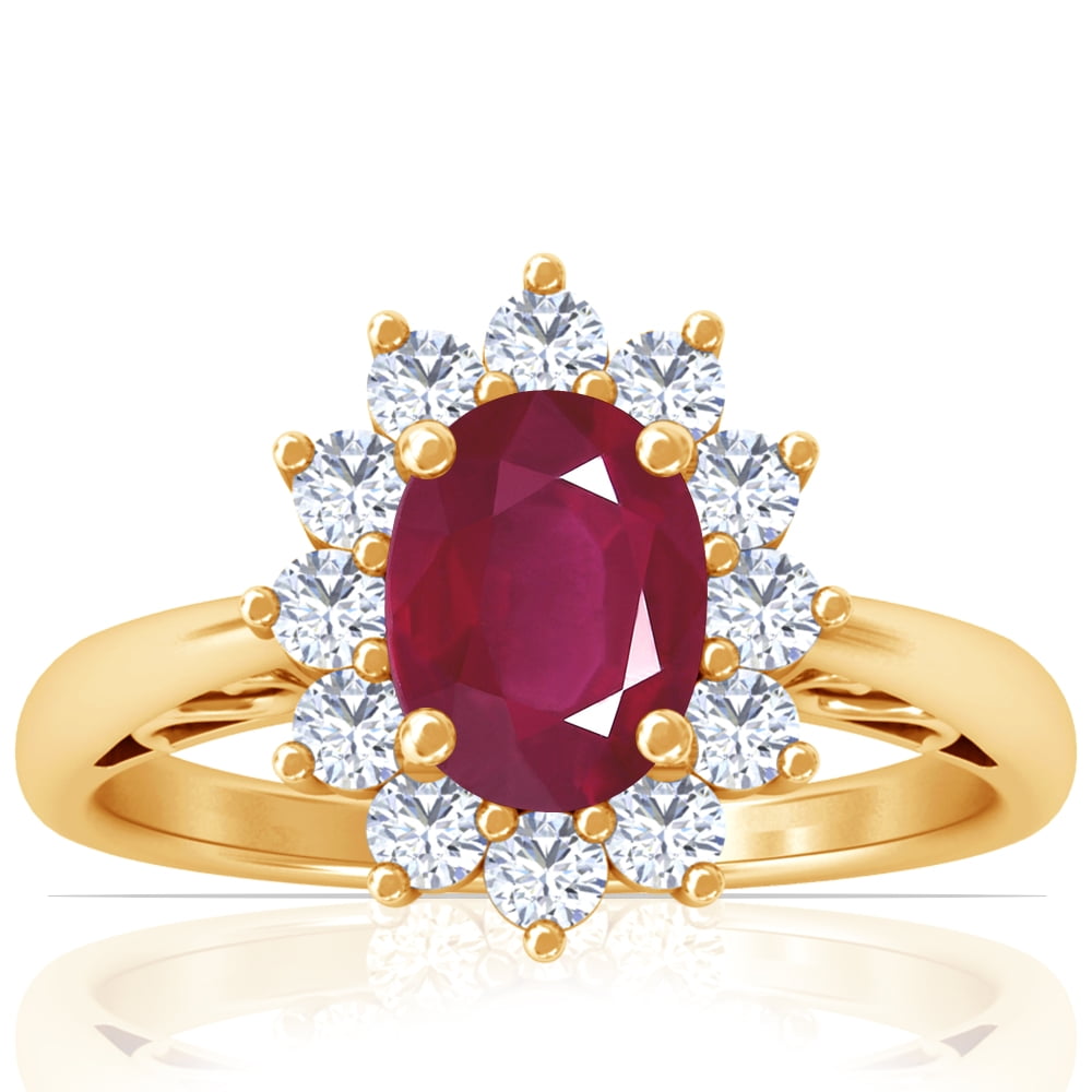 GemsNY July Birthstone - Four Prong Princess Diana Inspired Oval Ruby ...