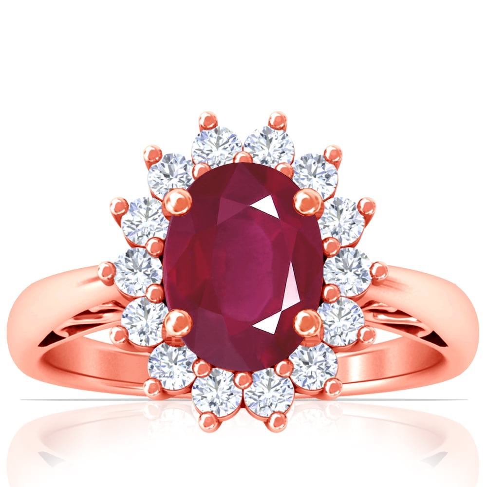 GemsNY July Birthstone - Four Prong Princess Diana Inspired Oval Ruby ...