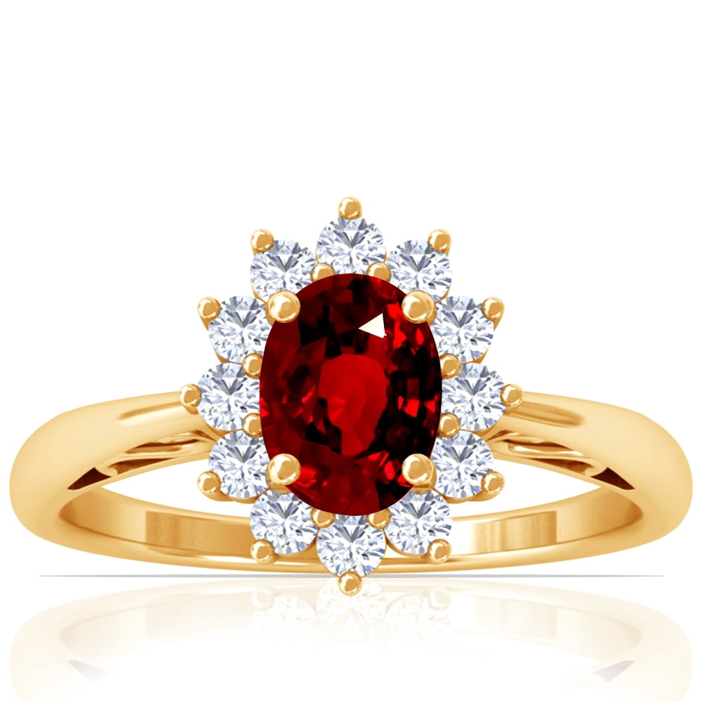 GemsNY July Birthstone - Four Prong Princess Diana Inspired Oval Ruby ...