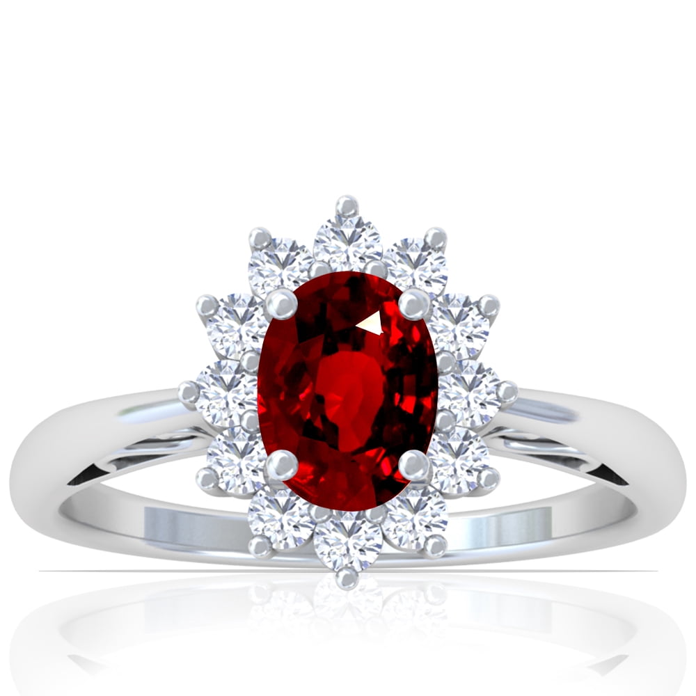 Gemsny July Birthstone Four Prong Princess Diana Inspired Oval