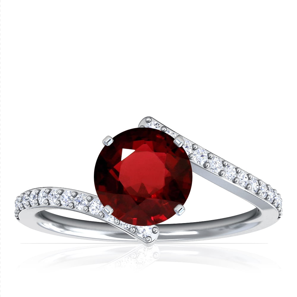 GemsNY July Birthstone - Round Ruby Bypass Ring With Prong Set Round ...