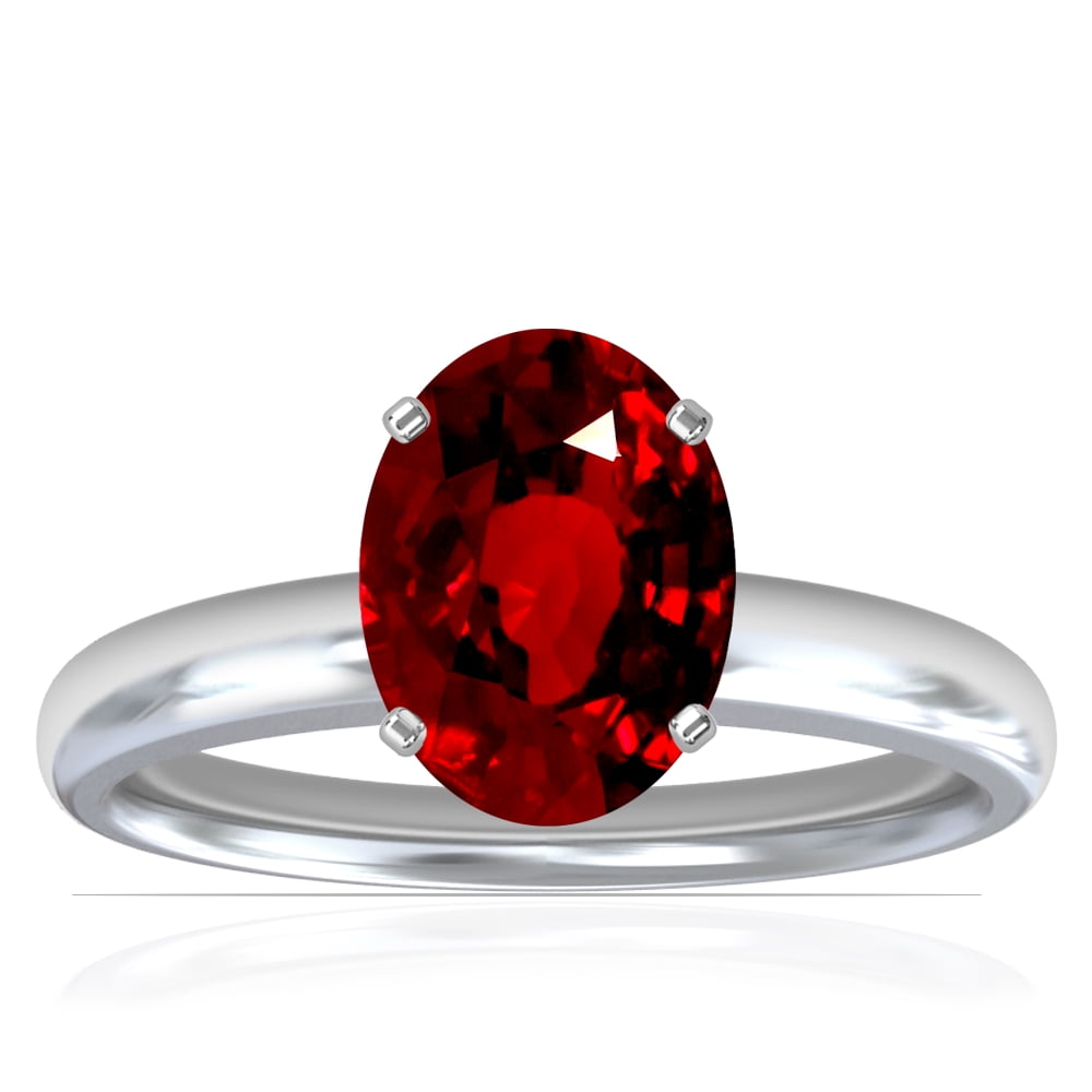 GemsNY July Birthstone - Traditional Oval Ruby Solitaire Ring (1.55cts ...