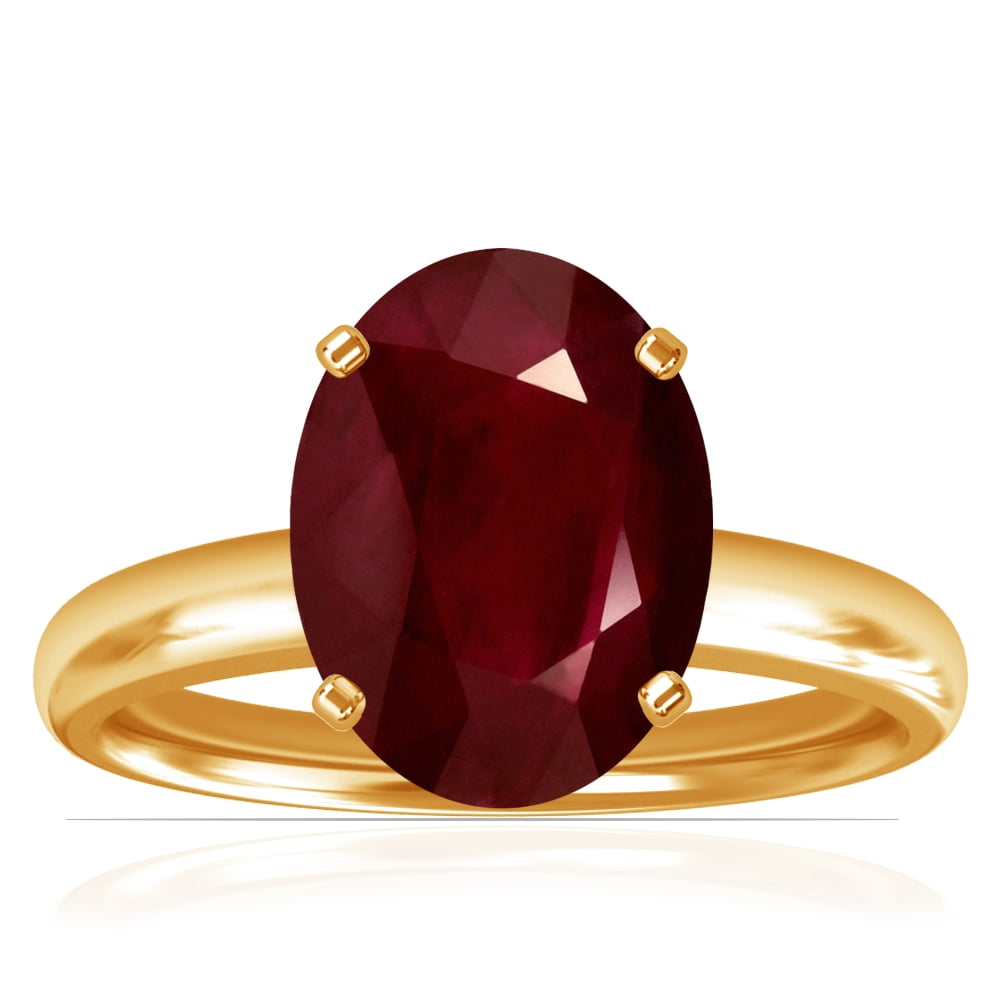 GemsNY July Birthstone - Traditional Oval Ruby Solitaire Ring (Grade ...