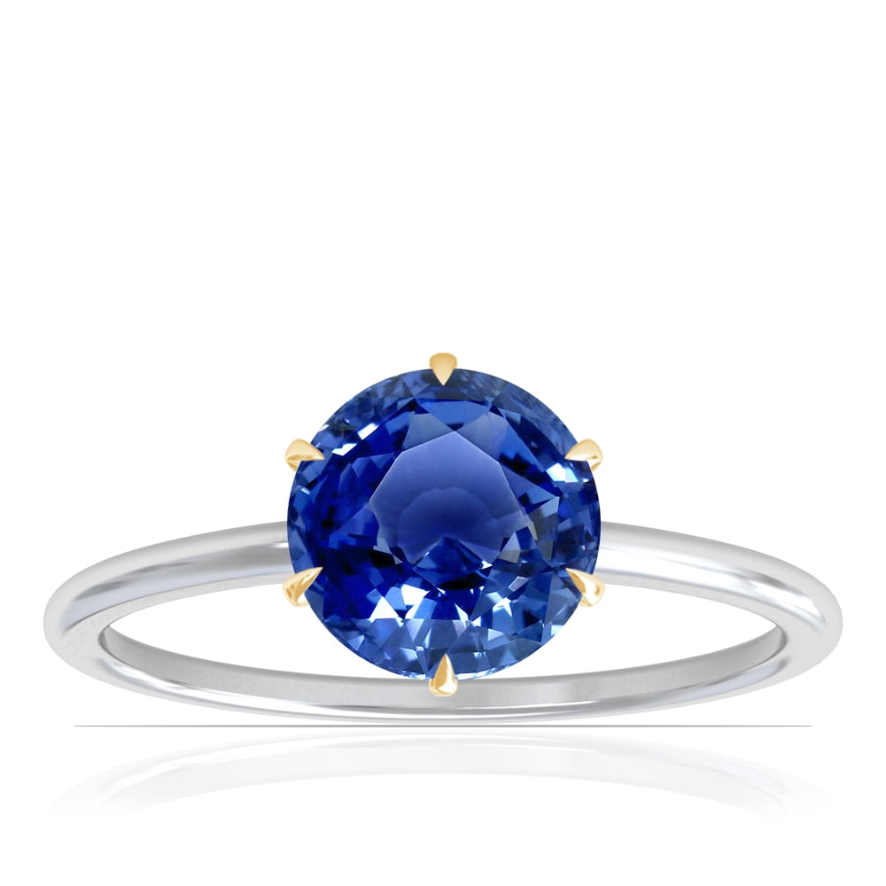 GemsNY September Birthstone - Petite Two Tone Round Blue Sapphire ...