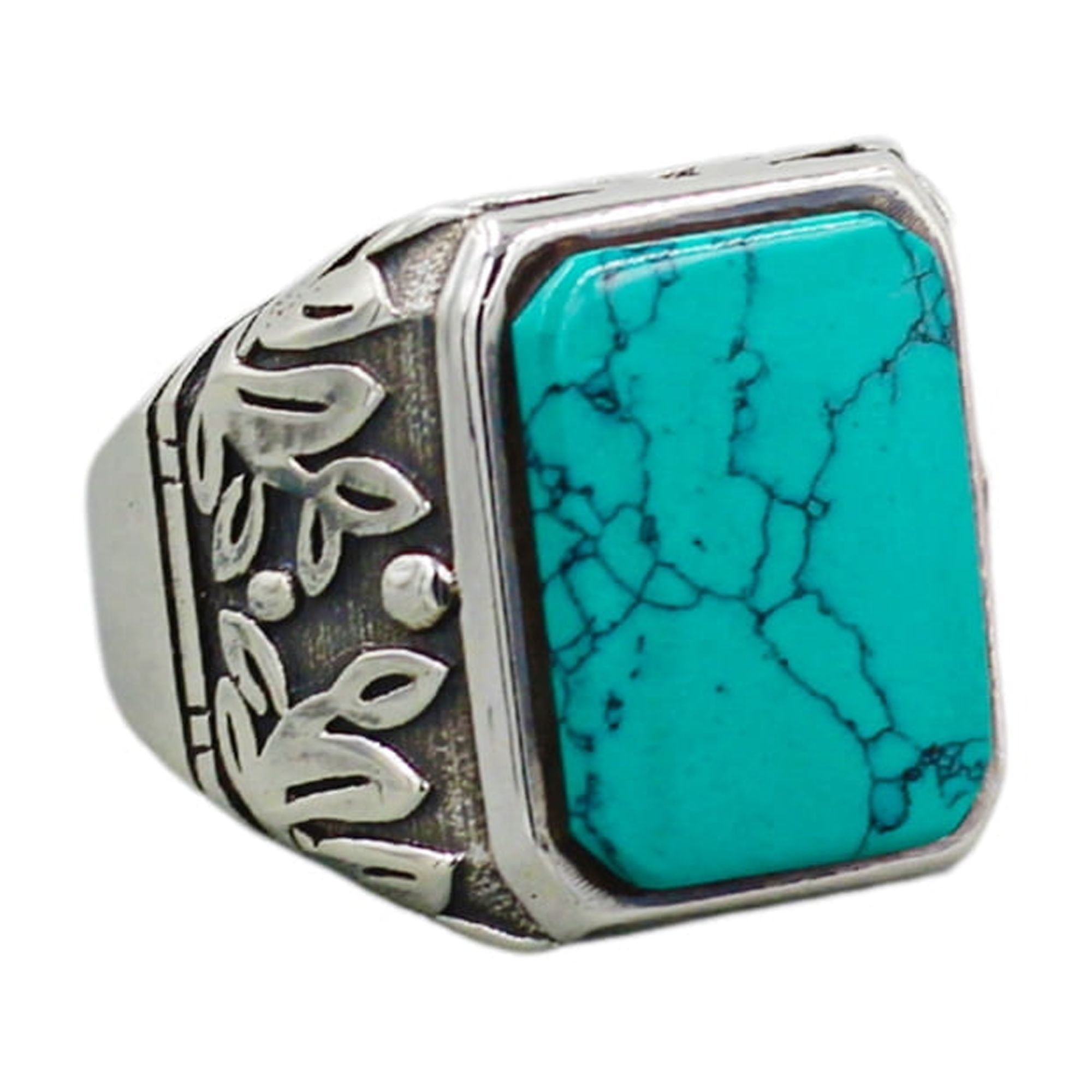 Gemsgram Handmade Vintage 925 Sterling Silver Rectangle Turquoise Ring ...