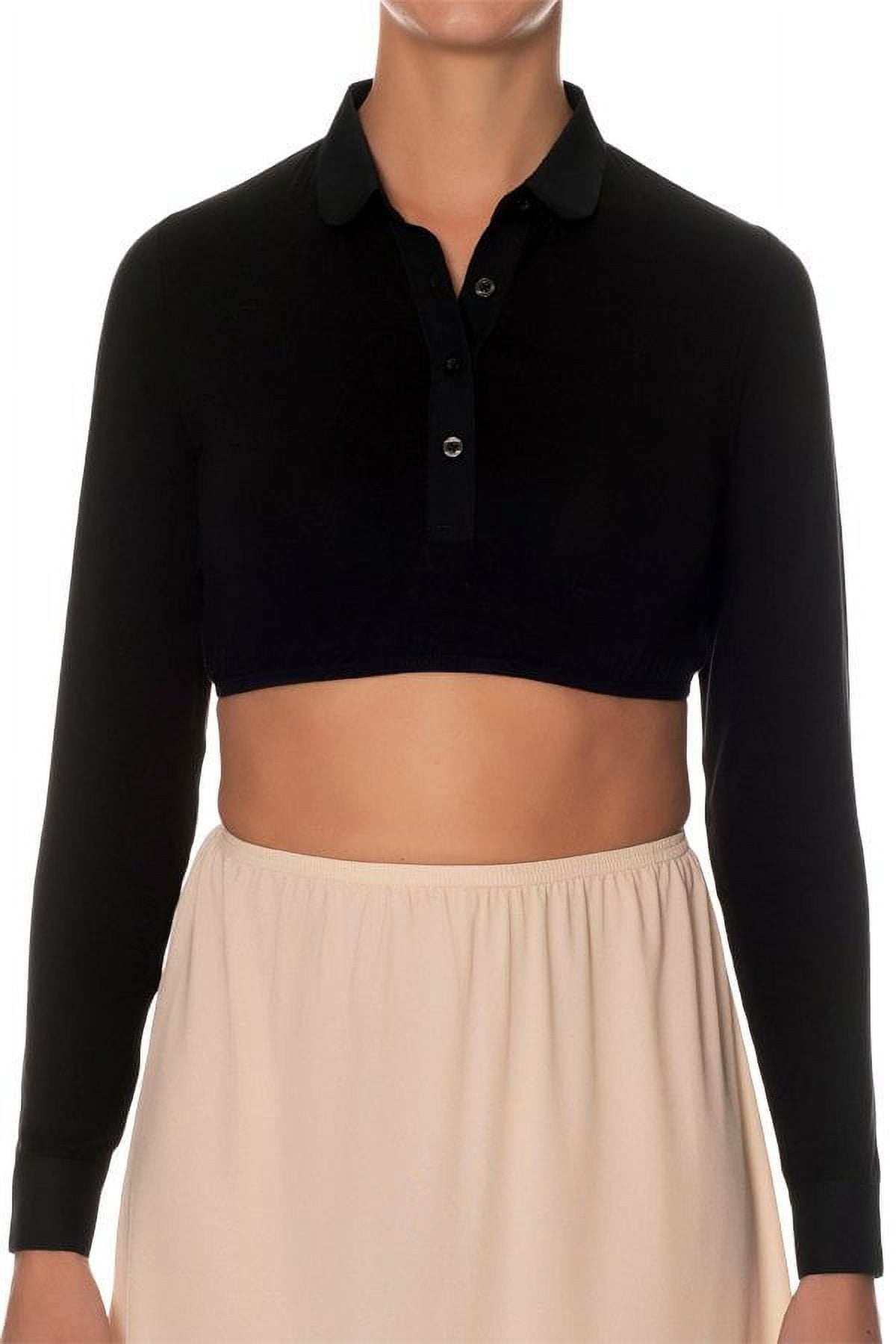 Gemsli Long Sleeve Crop Shell Top with Round Collar and Cuff SH324 ...