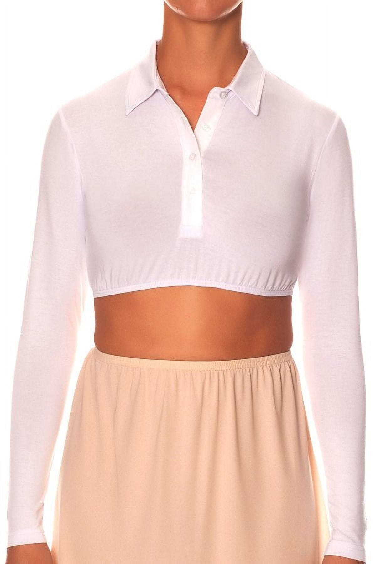 Gemsli Long Sleeve Crop Top with Pointy Collar SH320 - Walmart.com