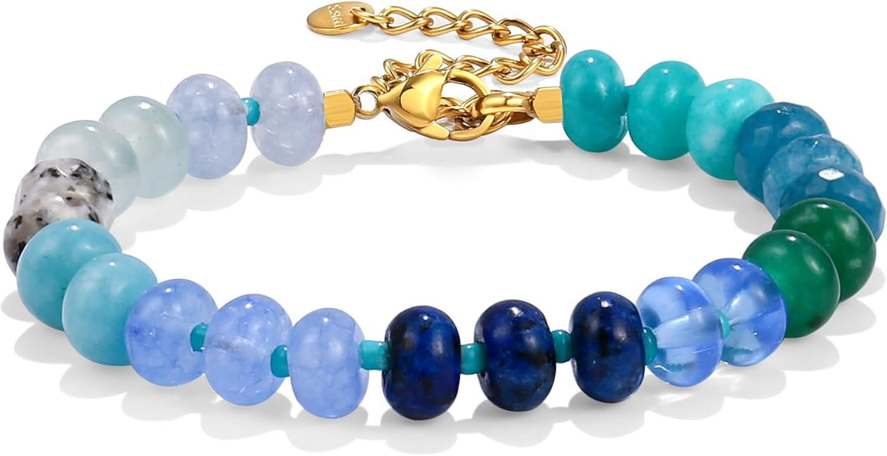 Gemstone Beaded Bracelet for Women Colorful Natural Stone Freshwater ...