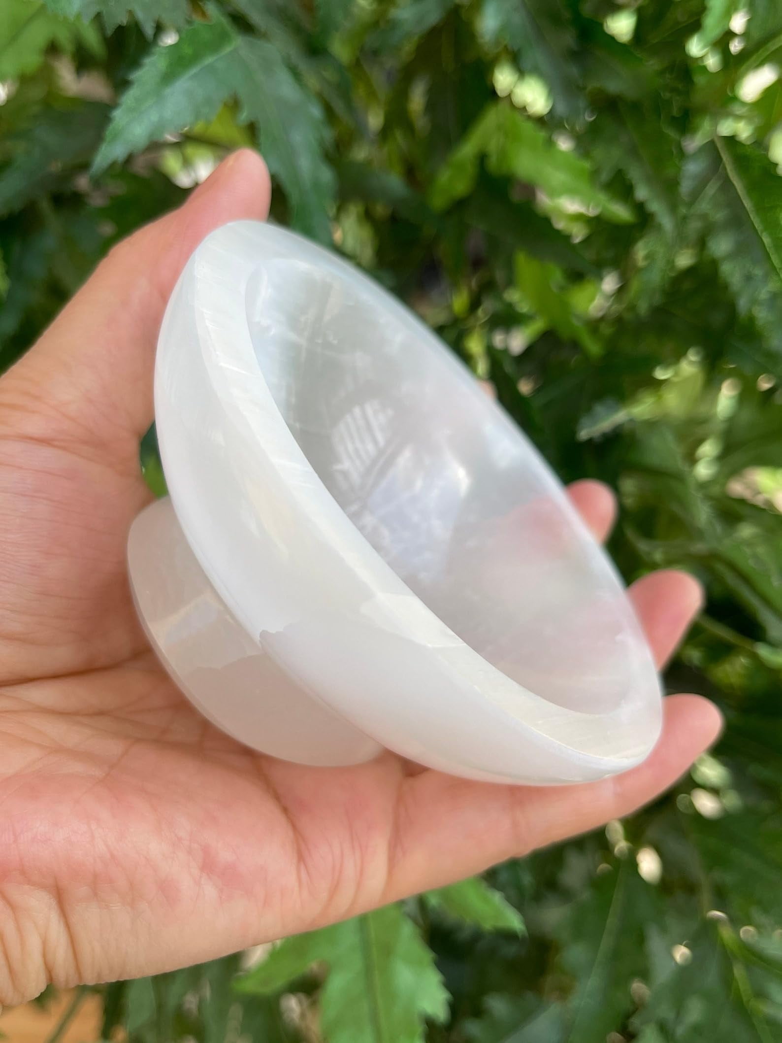 Gemstone Carved - 4" Diameter Selenite Crystal Polished Charging Bowl ...