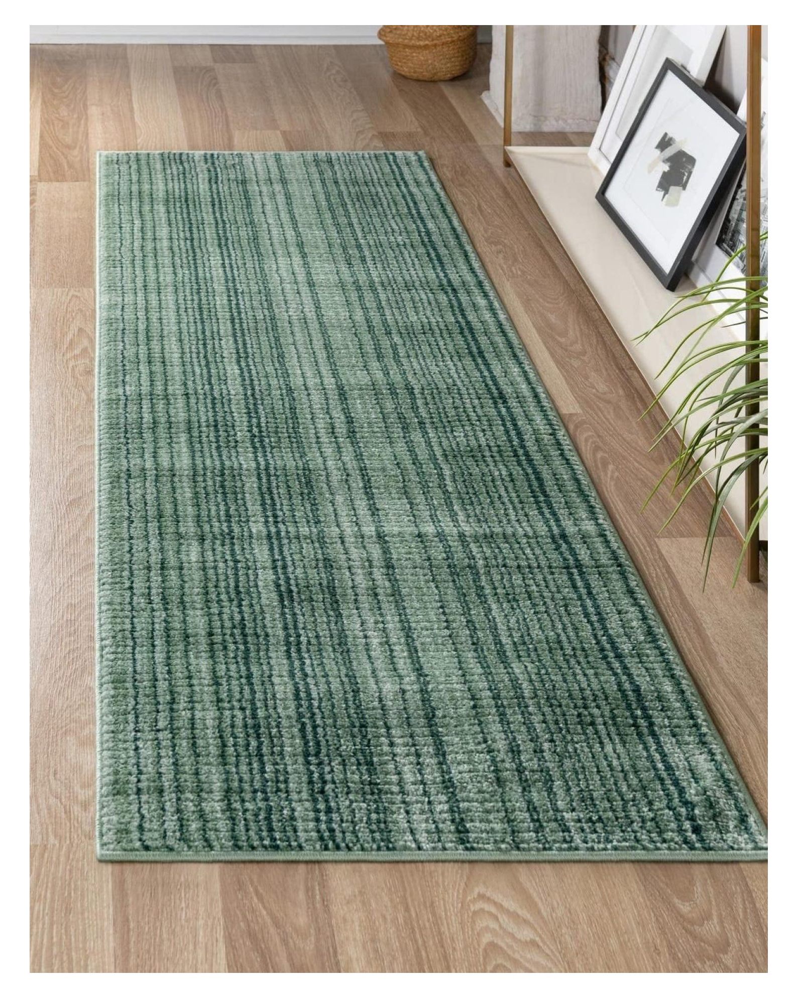 Gemstone Collection Rug – 2' x 8' Runner Green Medium Rug Perfect for ...