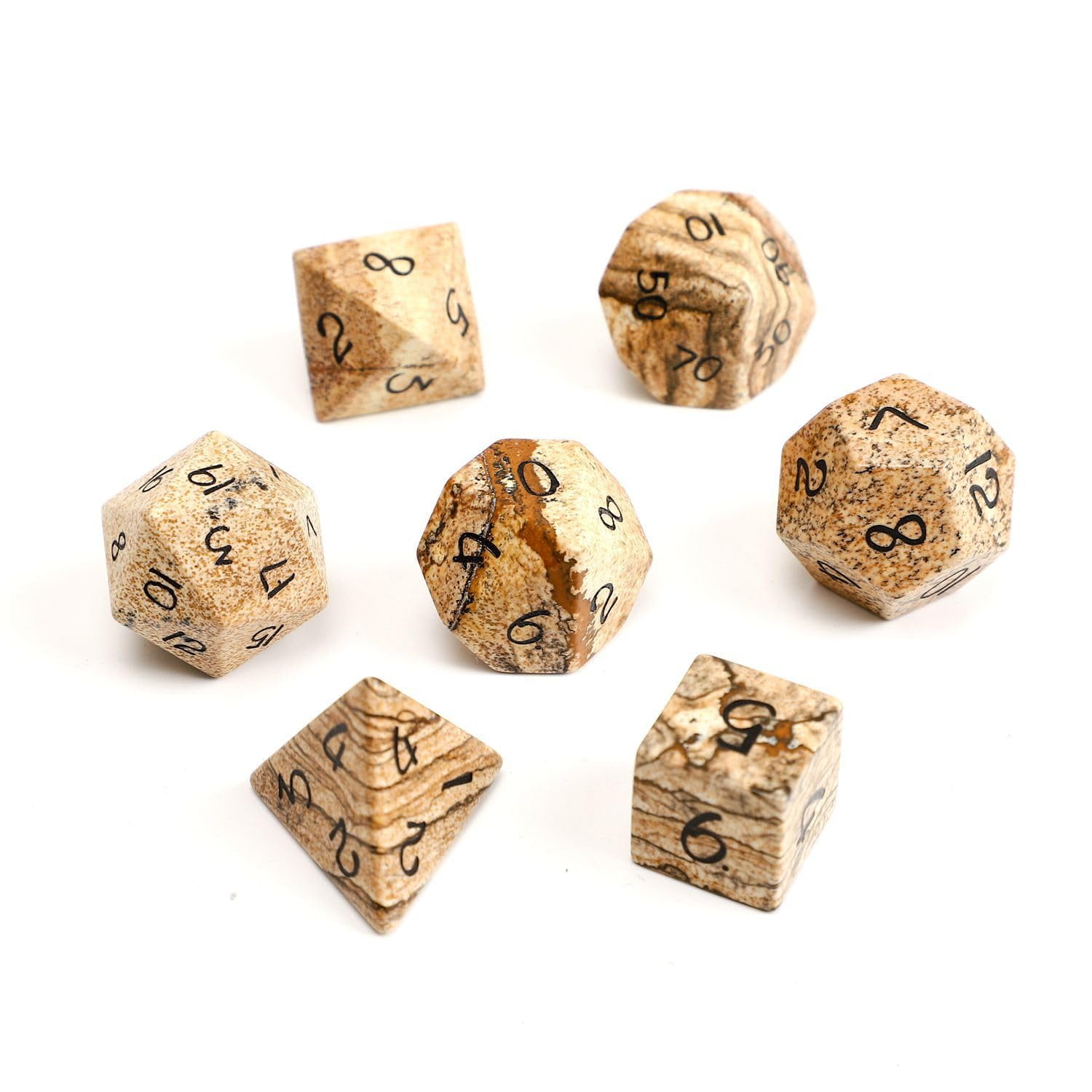 Gemstone Dice Set,7 Pcs Crystal D&D gem Dices for Gift Metal Box for Dungeons and Dragons for ...