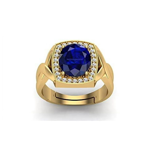Gemstone Ratna Blue Sapphire Neelam Gemstone Gold Plated Ring For Women ...