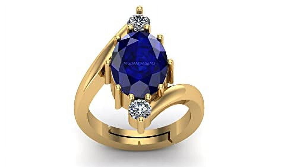 Gemstone Ratna Blue Sapphire Neelam Gemstone Gold Plated Ring For Women ...