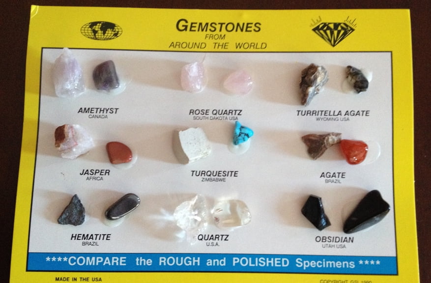 Gemstone and Mineral ID Chart - 9 types - 18 real samples - Walmart.com