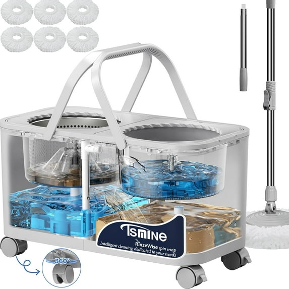 Gen 1 Compact Mop and Bucket Set with 360°Swivel Wheels, Spin Mop for ...