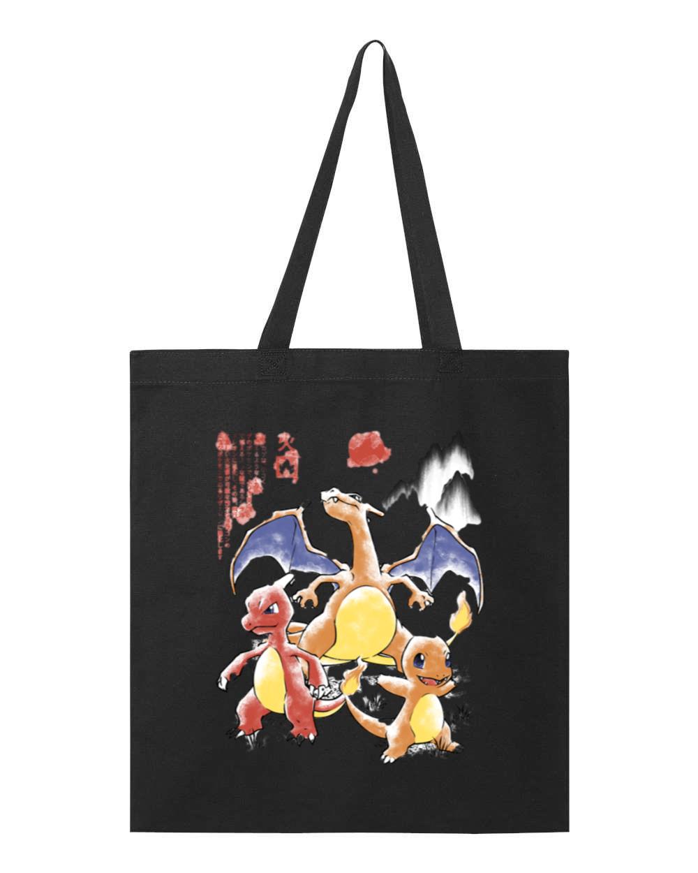Gen 1 Fire Tote Bag with Sumi-E Evolution Graphic for Battle Fans ...