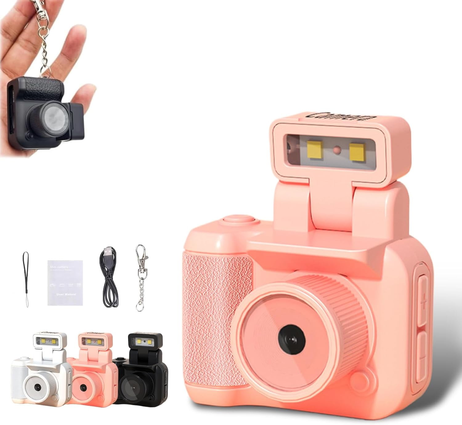 Gen.2 Mini Retro Keychain Camera, Point-and-ShootMini Camera, with LED ...