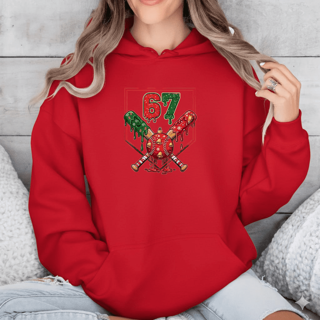 Gen Alpha 67 Drip Baseball Meme Trend Holiday Slang Graphic Hoodie ...