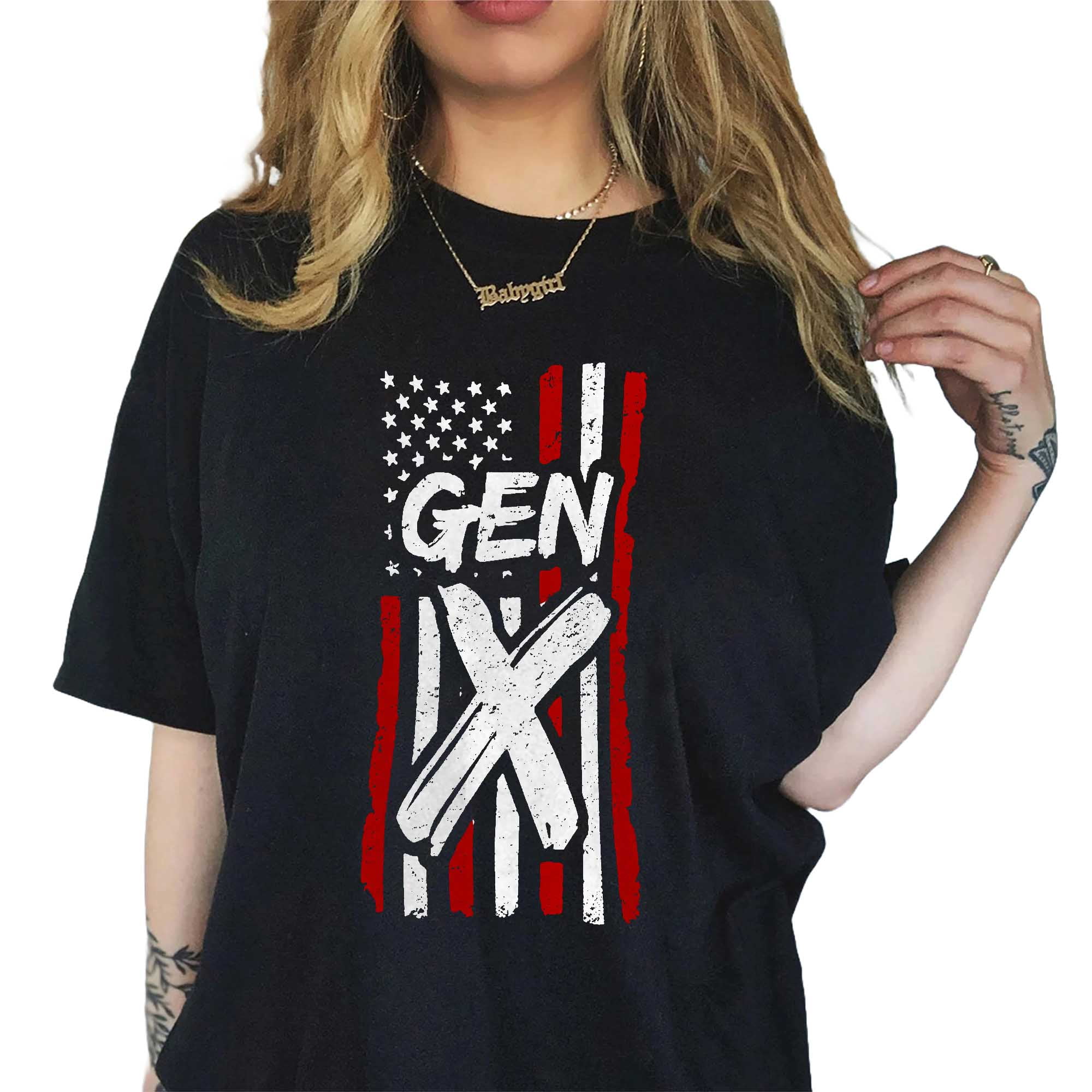Gen X - Gen Xer - Generation X American Flag - Gen_311_5Tshirt-Black ...