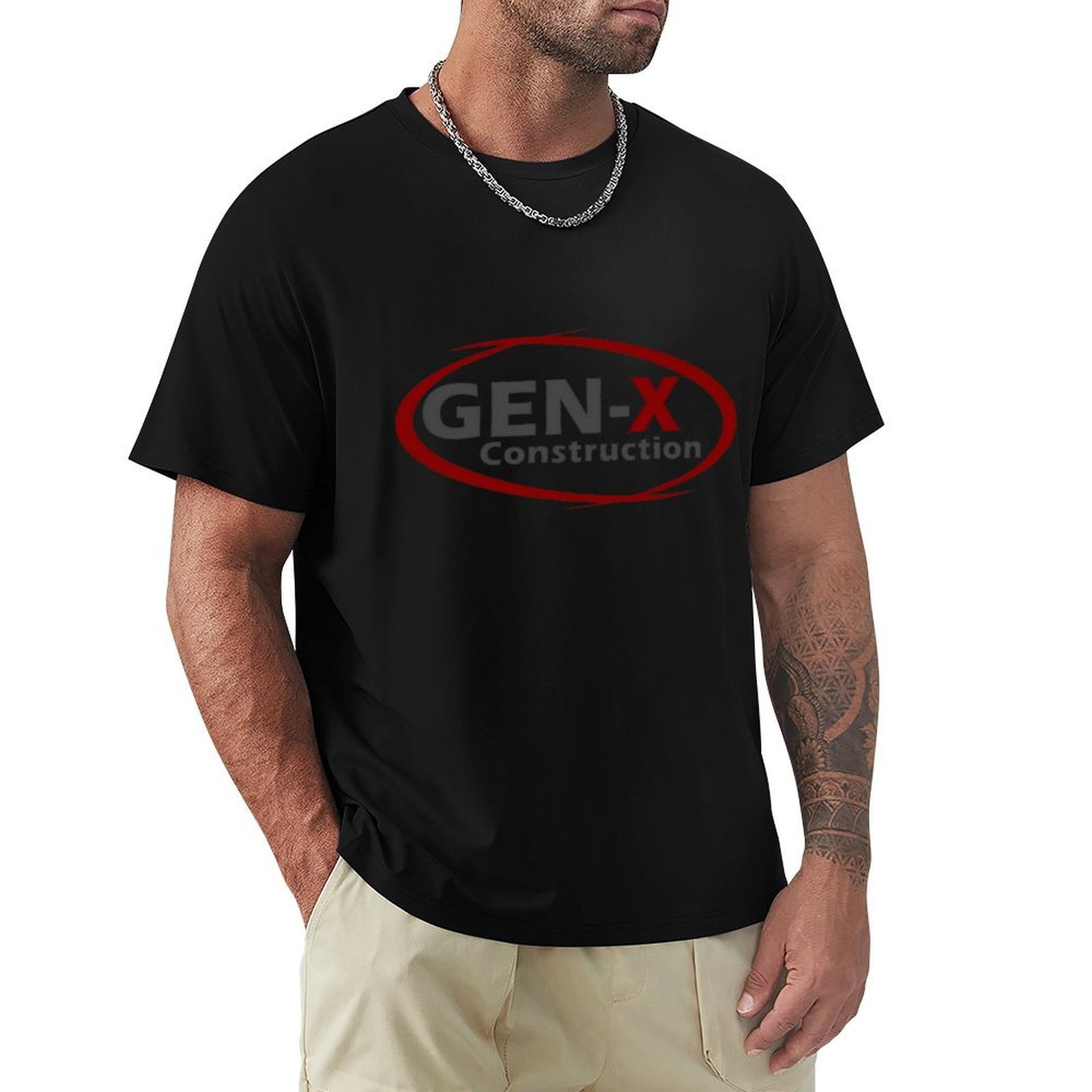 Gen X Men's Cotton HD Print Short Sleeve T-Shirt Crew Neck Top Black ...