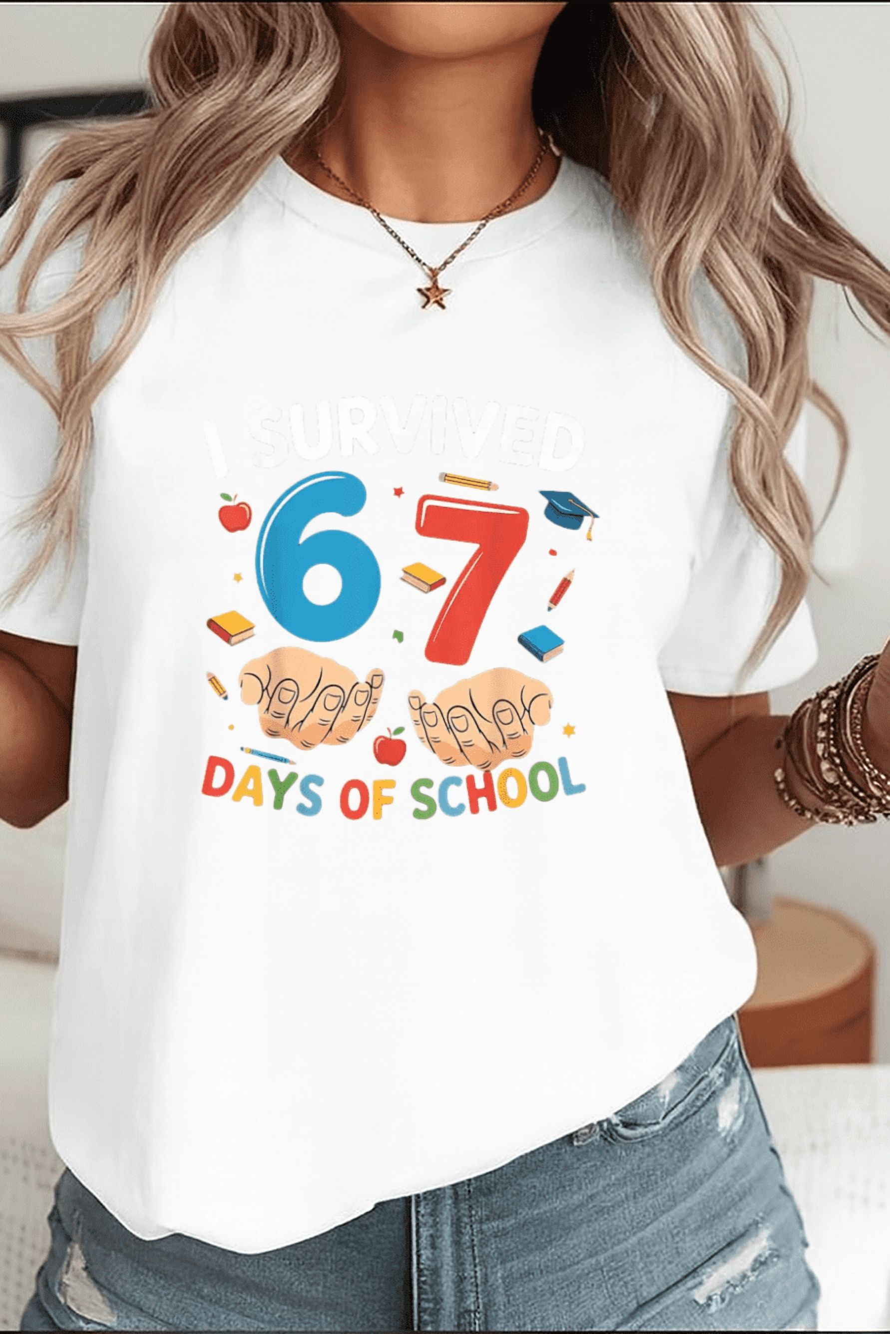 Gen Z Six Seven Meme Survived 67 Days of School Funny Gift up to Size ...