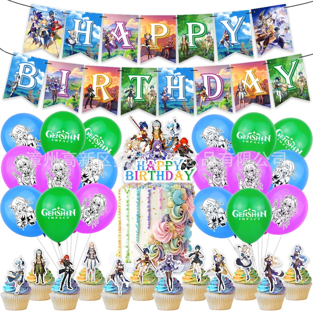 Gen-shin cool Impact Birthday Decorations Party Supplies Cat Theme ...