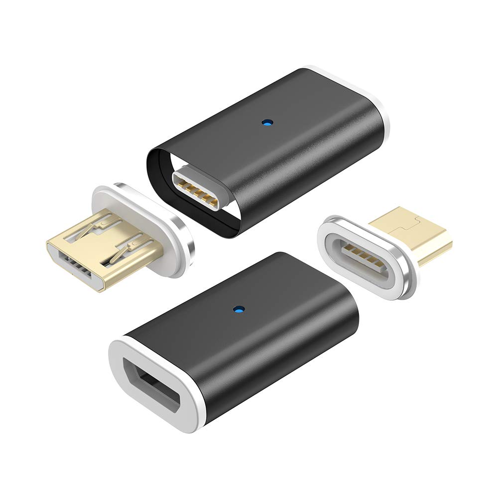 Gen10 Magnetic Micro-USB to Micro-USB Adapter Converter(2 Pack Black ...