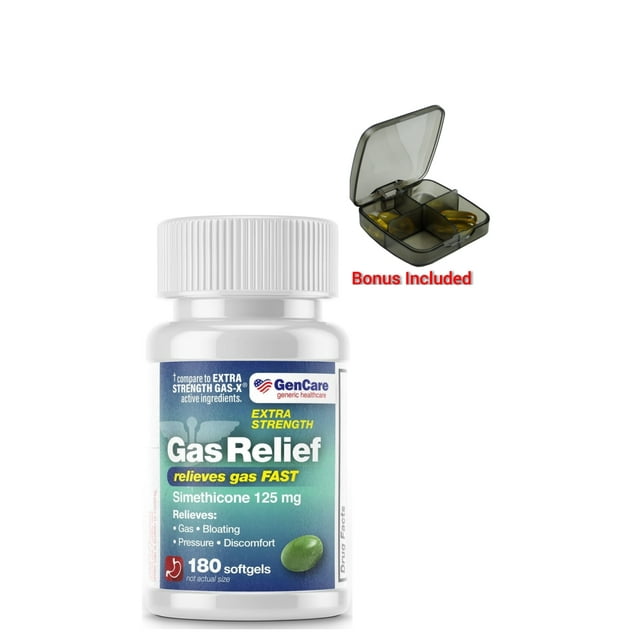 GenCare -Extra Strength Gas Relief Simethicone 125mg (180 Softgels ...