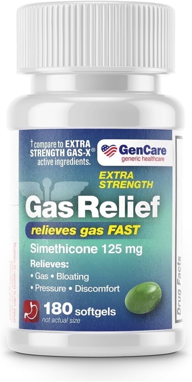 GenCare Extra Strength Simethicone 125mg Gas Relief Pills, Bloating and ...