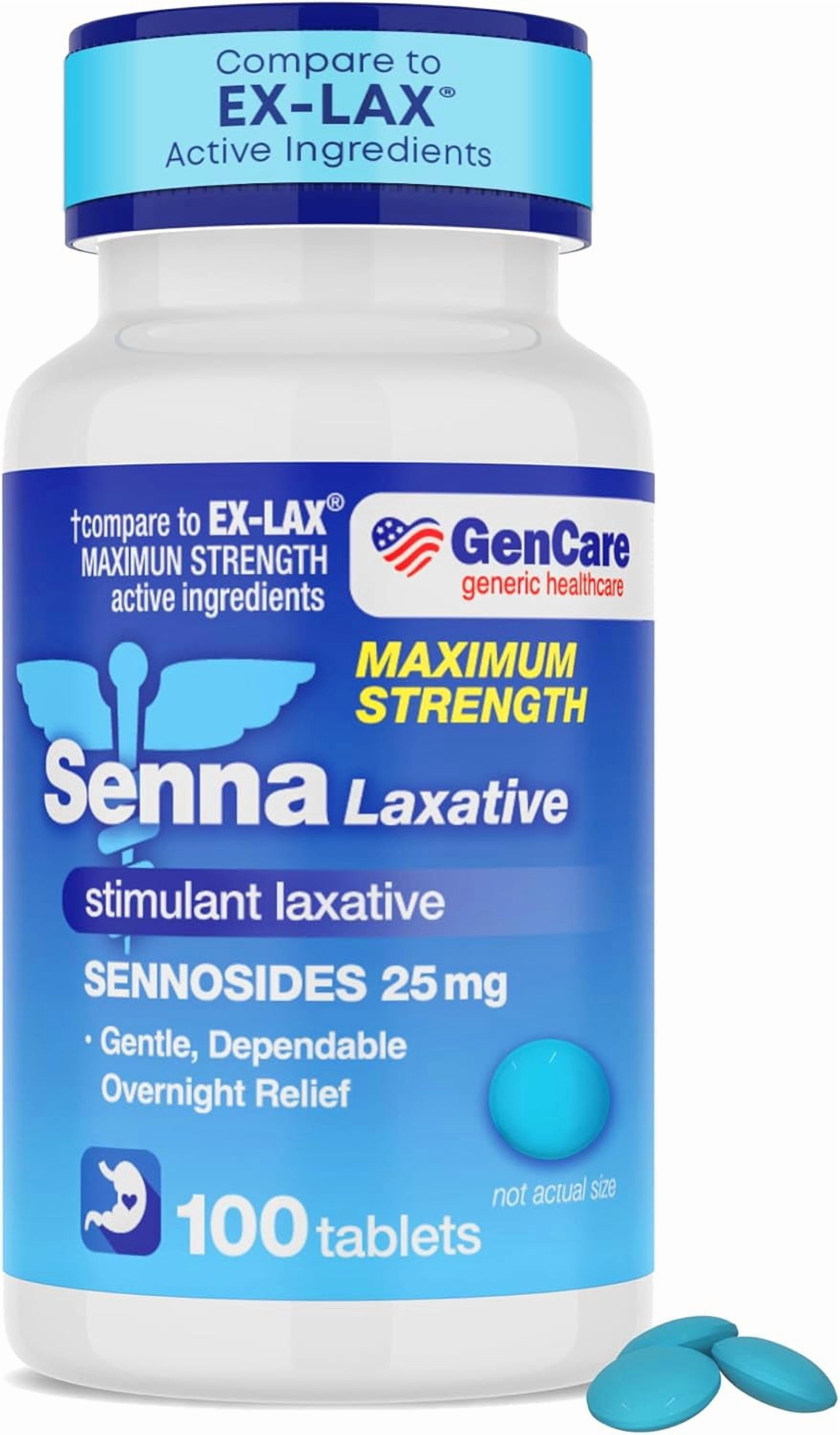 GenCare Maximum Strength Senna Laxative Sennosides 25mg Constipation ...